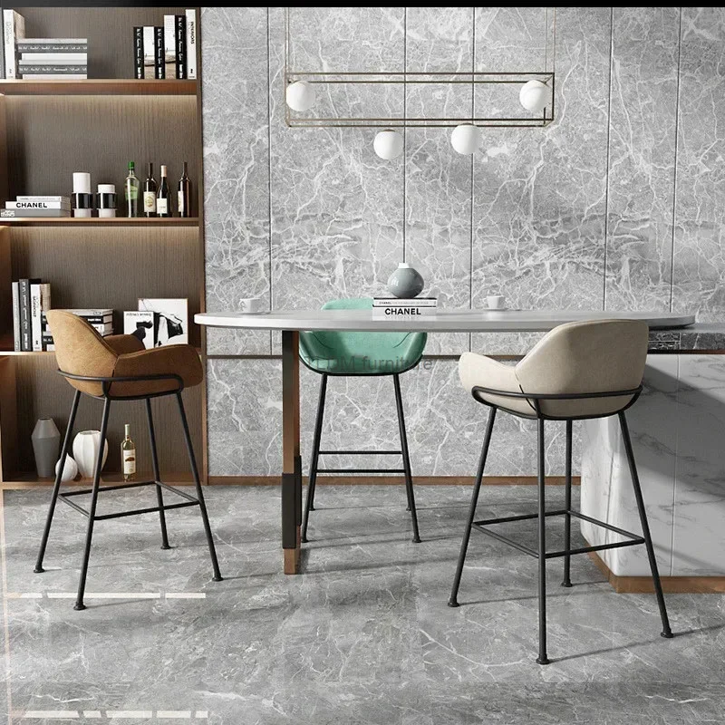 Nordic Bar Chairs Creative Backrest Iron Armchair High Chair Ins Simple ...