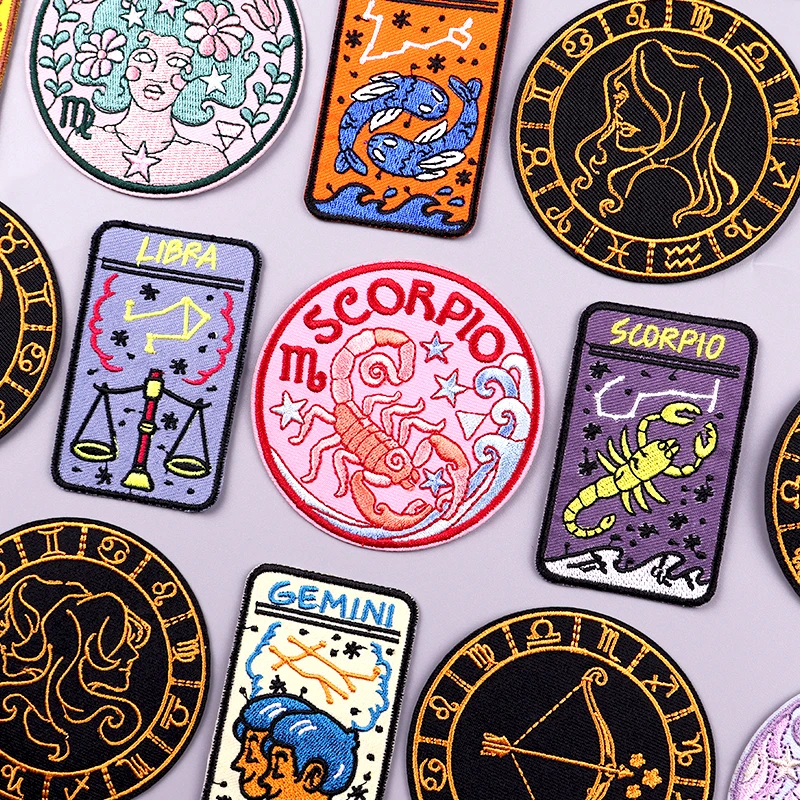 Scorpio-Patch-Iron-On-Patches-For-Clothes-Constellation-Embroidered-Patches-For-Clothing ...