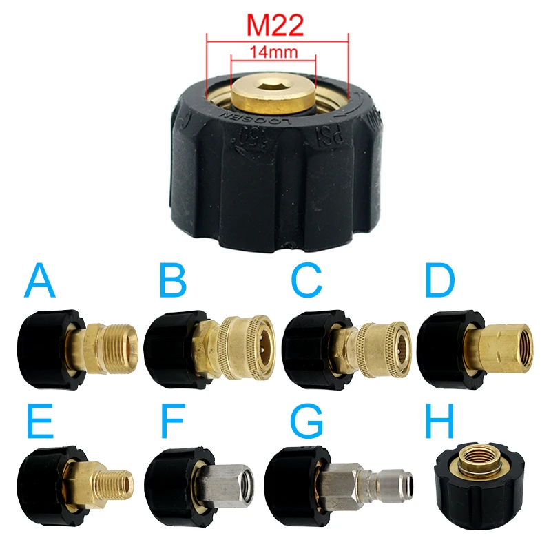 M22 14 Stecker auf 1/4 \ "3/8 \" m22 Hochdruck reiniger Schnell anschluss an Spritzpistole ...
