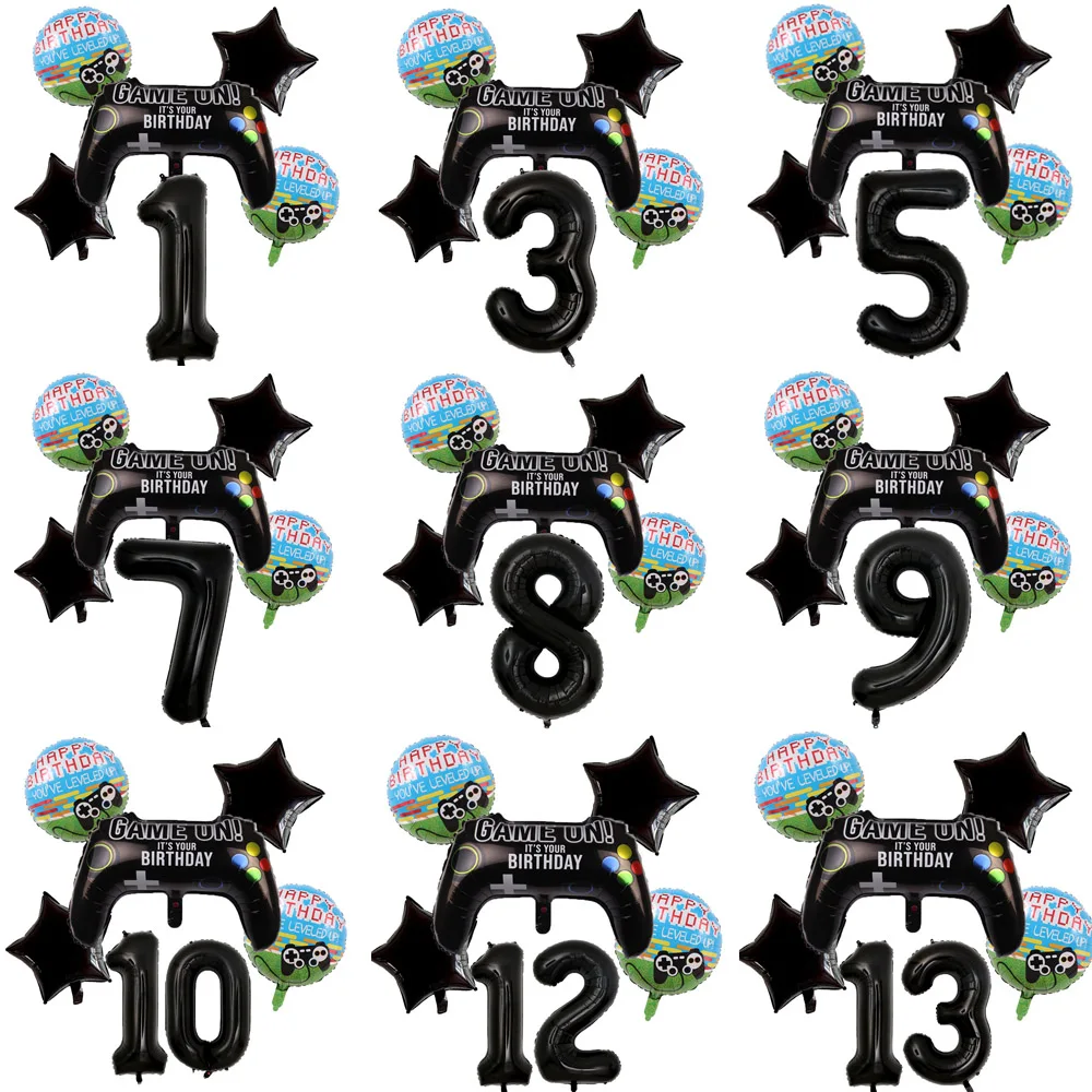 Gamepad Balloons Game On with Black Digit Number Balloon Children's ...