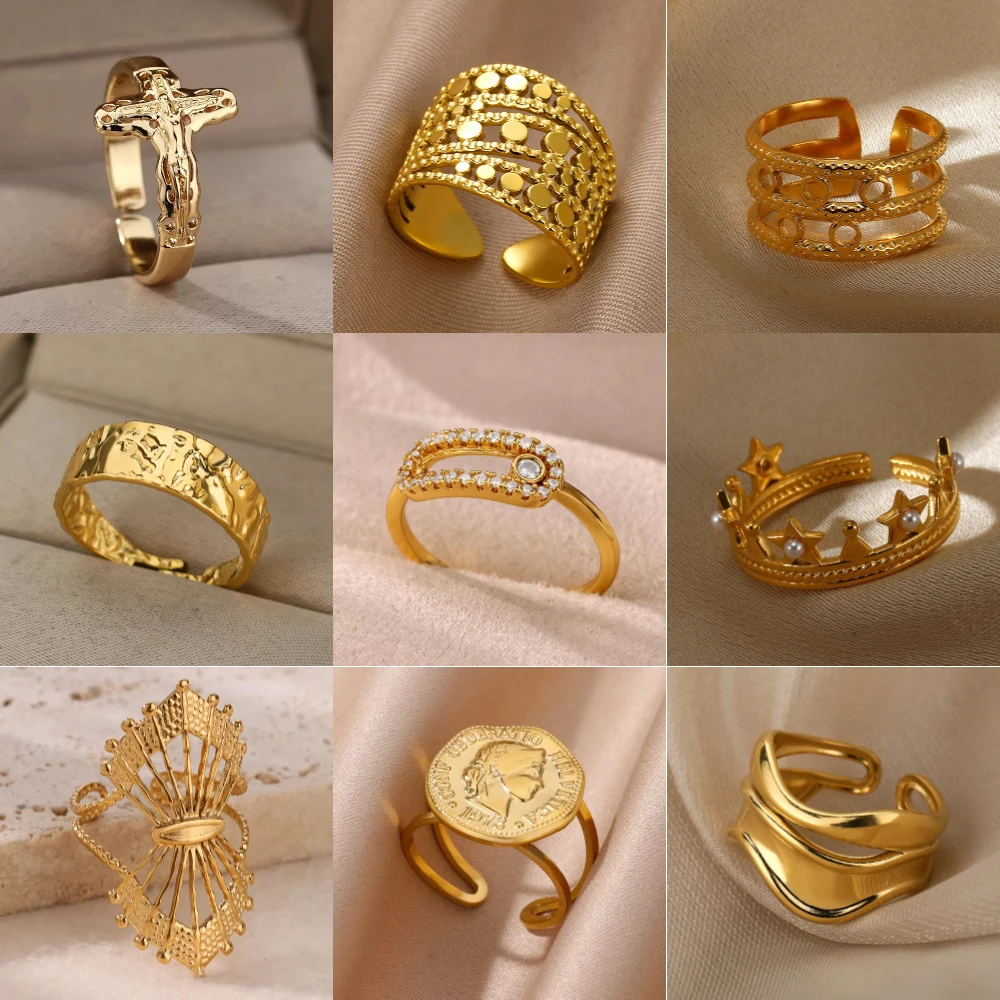 2025 Elegant Stainless Steel Open Rings For Women Wedding Creative ...