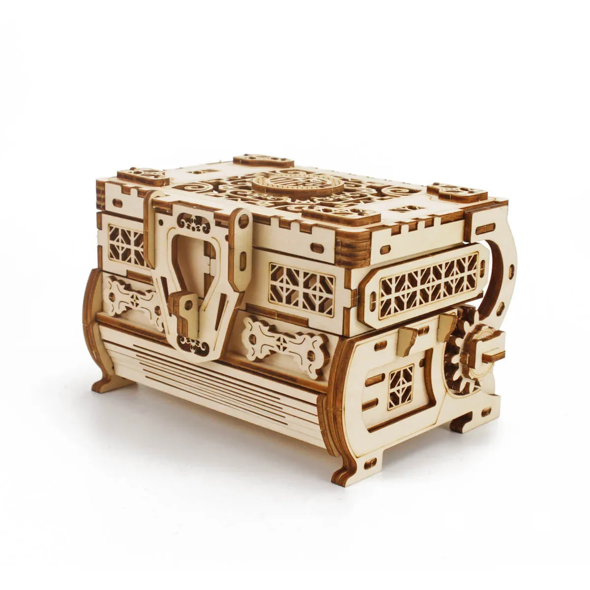 3D Wood Jewelry Box Puzzle for Child Adult Assembly Mechanical Necklace ...
