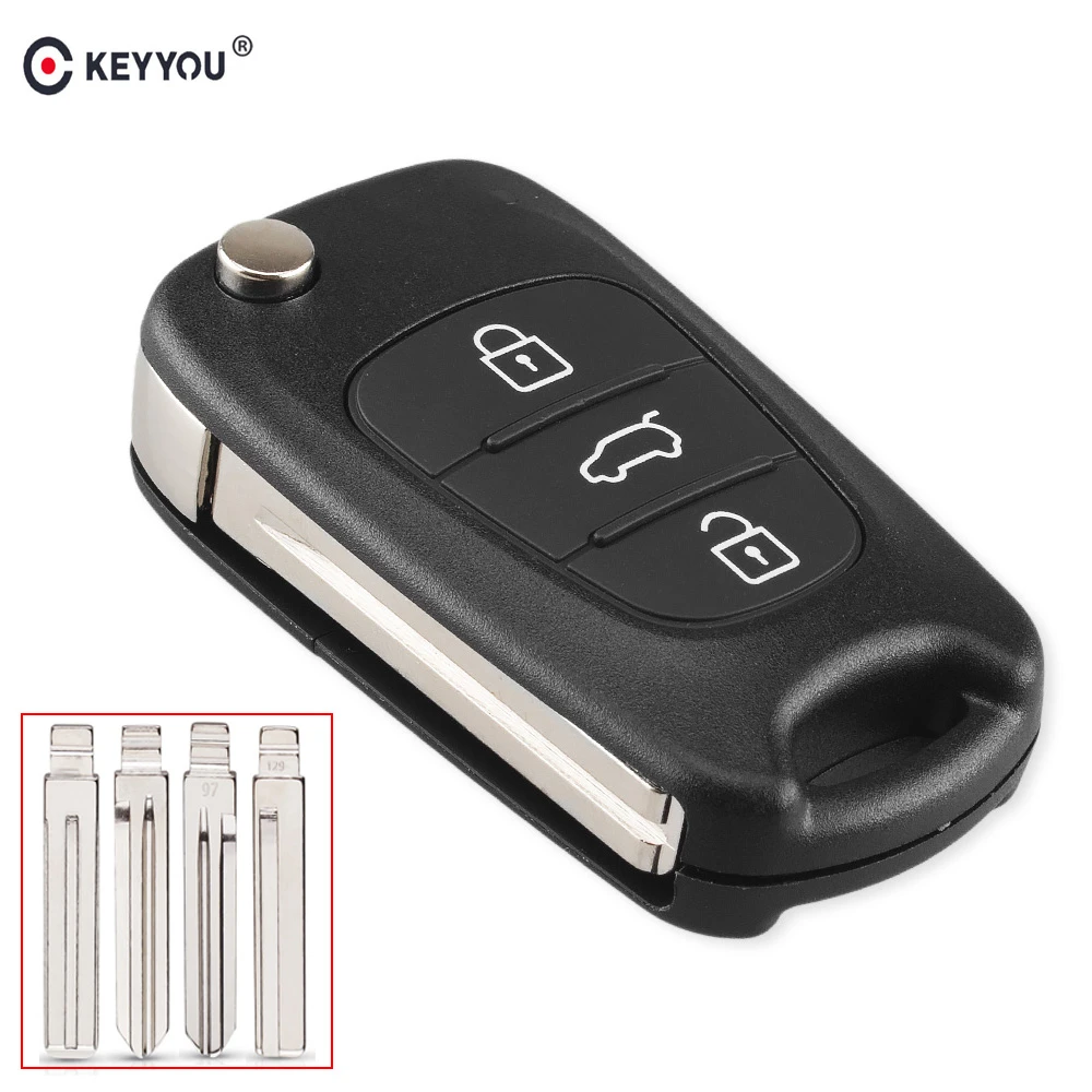 Keyyou Replacement Remote Car Key Shell 3bt Flip Folding Key Case For ...