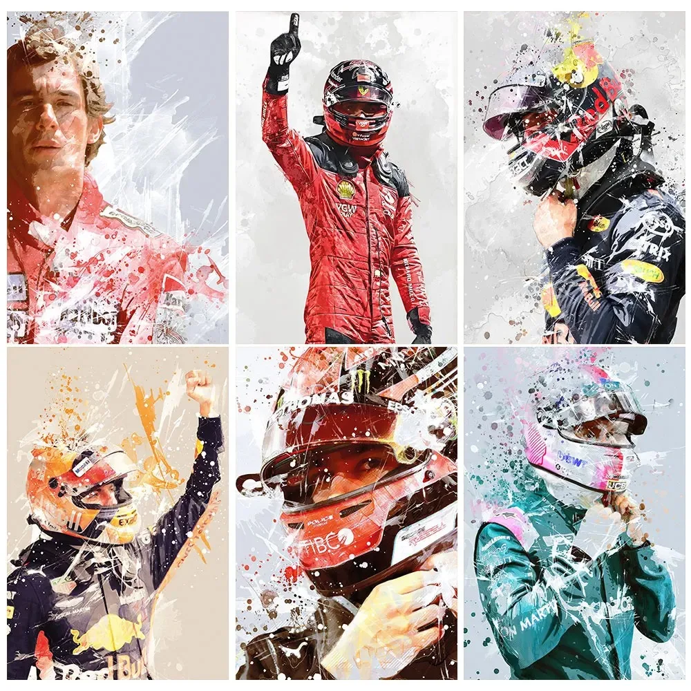 Fomula-Legendary-Racing-Driver-Canvas-Painting-Abstract-Poster-Wall-Art ...