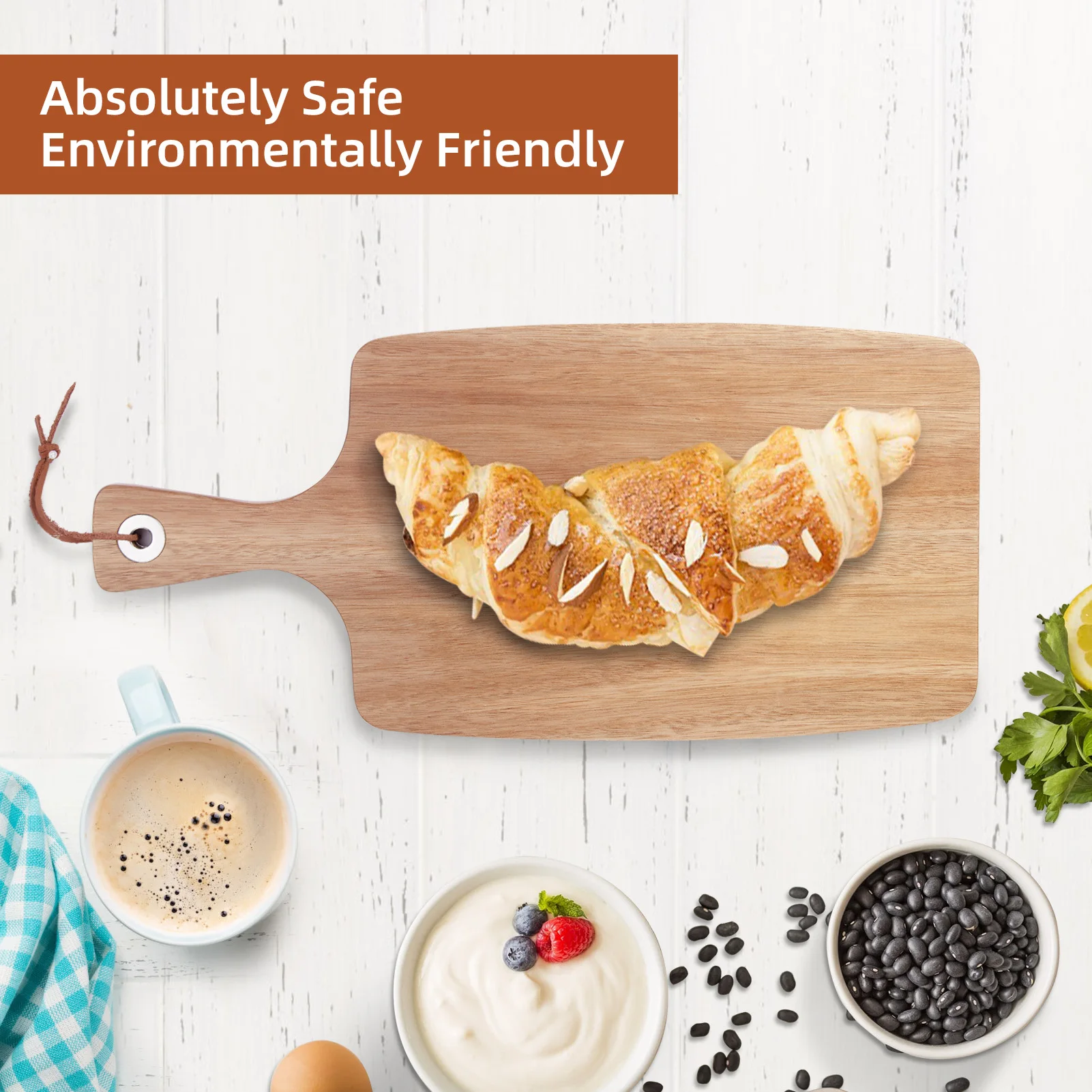 Acacia Rectangular Wood Cutting Board with Handle, Kitchen Wooden ...