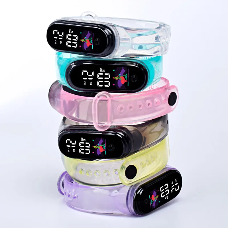 LED-Digital-Kids-Watch-Fashion-Bracelet-Candy-Color-Transparent-Kids ...