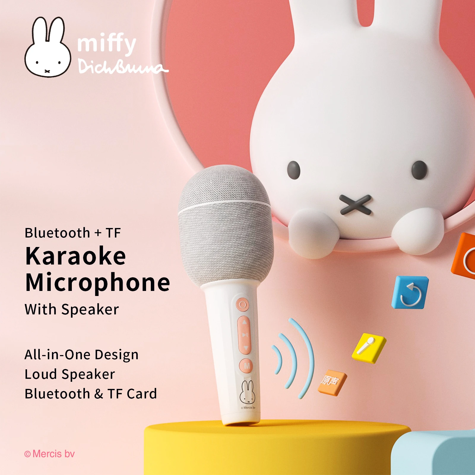 Miffy X Mipow Wireless Karaoke Microphone Bluetooth Handheld Portable Speaker Condenser ...