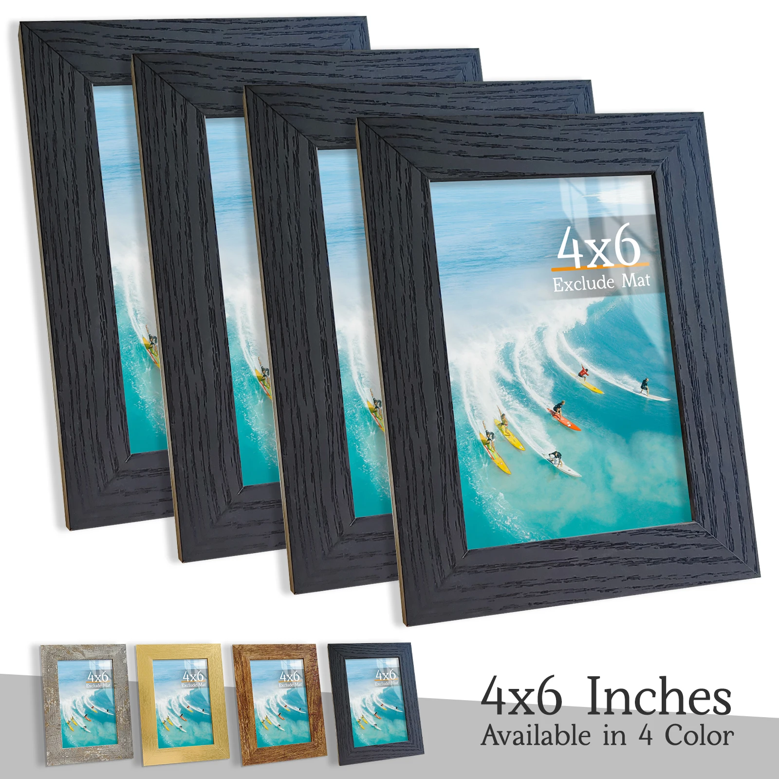 4pcs-4x6-Natural-Style-Photo-Frames-Boxed-Set-For-Desktop-Or-Wall ...