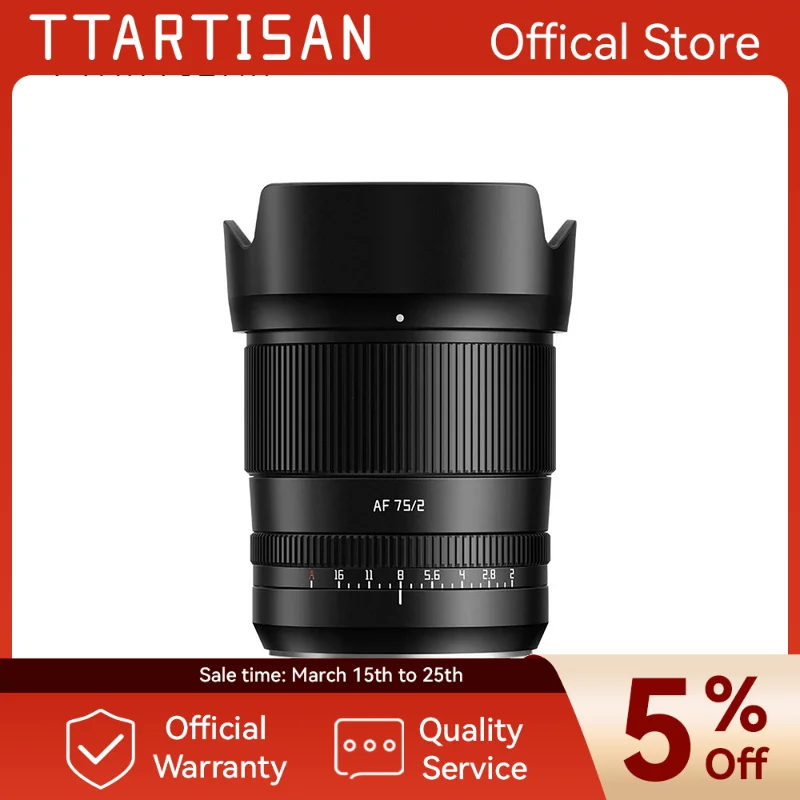 TTArtisan 자동 초점 75mm F2 풀프레임 미러리스 카메라 렌즈 E Z 마운트 (소니 A7M4, zve10, 니콘 ...