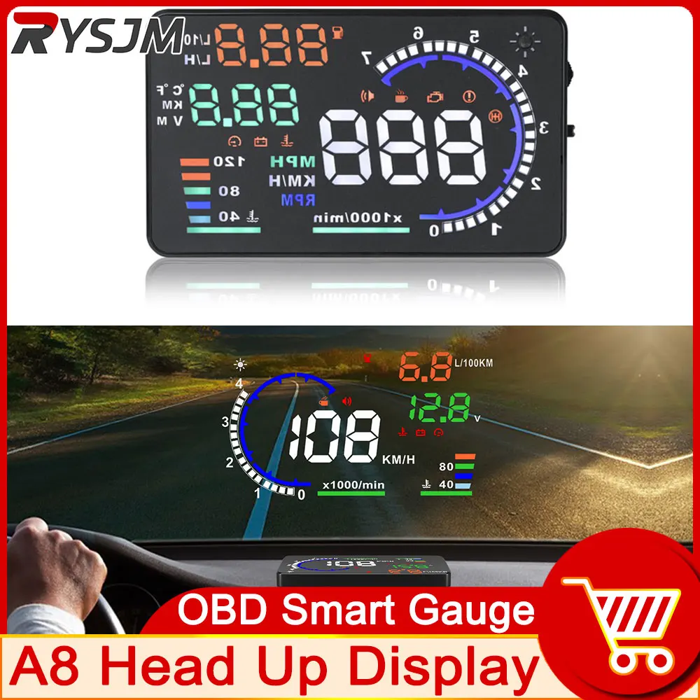 A8-OBD2-HUD-Car-Head-Up-Display-Digital-Speedometer-Windshield-Speed ...