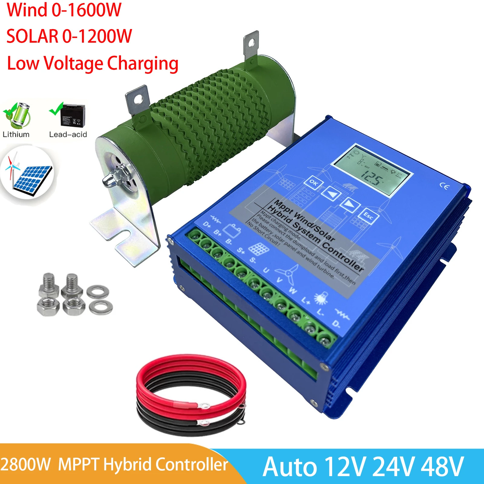 MPPT Wind Solar Hybrid Charge Controller Wind 1600W & Solar 1200W 12 ...