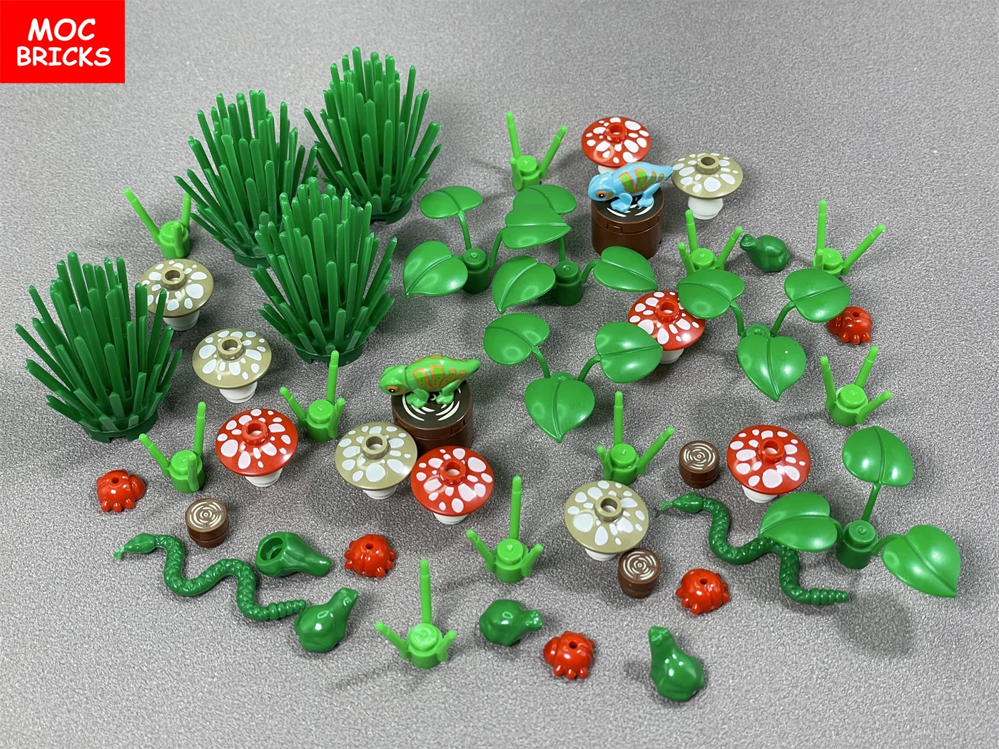 MOC Bricks Jungle Tropical Forest Lizard Chameleon Mushroom Tree Plant ...