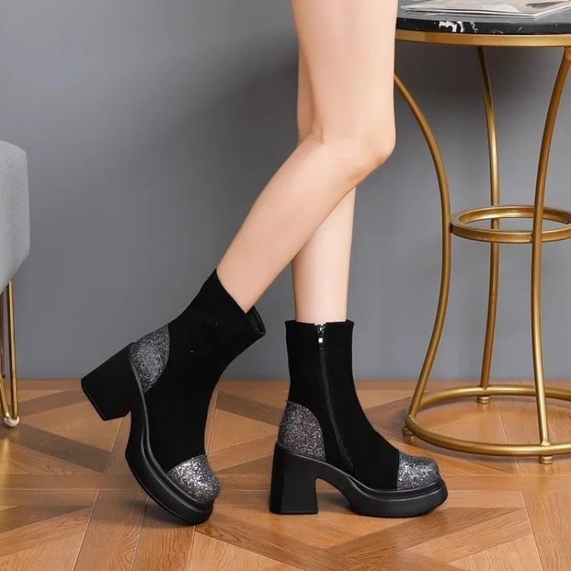 Ladies-Shoes-2023-High-Quality-Side-Zipp-Women-s-Boots-Fashion-Sequins ...