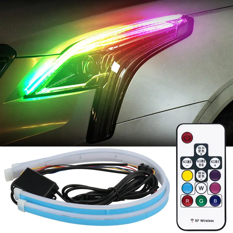 2pcs-30-45-60cm-RGB-LED-turn-signal-LED-light-strip-Daytime-running ...