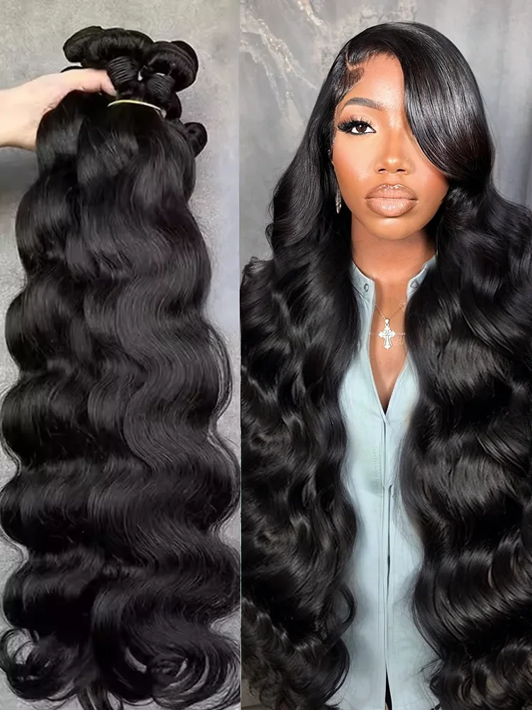 38 40 Inch Body Wave 3 4 Bundles Brazilian Remy 100% Unprocessed Human ...