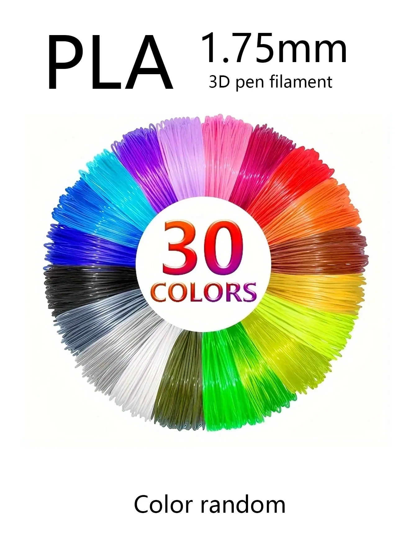 30 Colors 1 75mm PLA 3D Pen Filament Solid Graffiti 5m Each Color Total ...