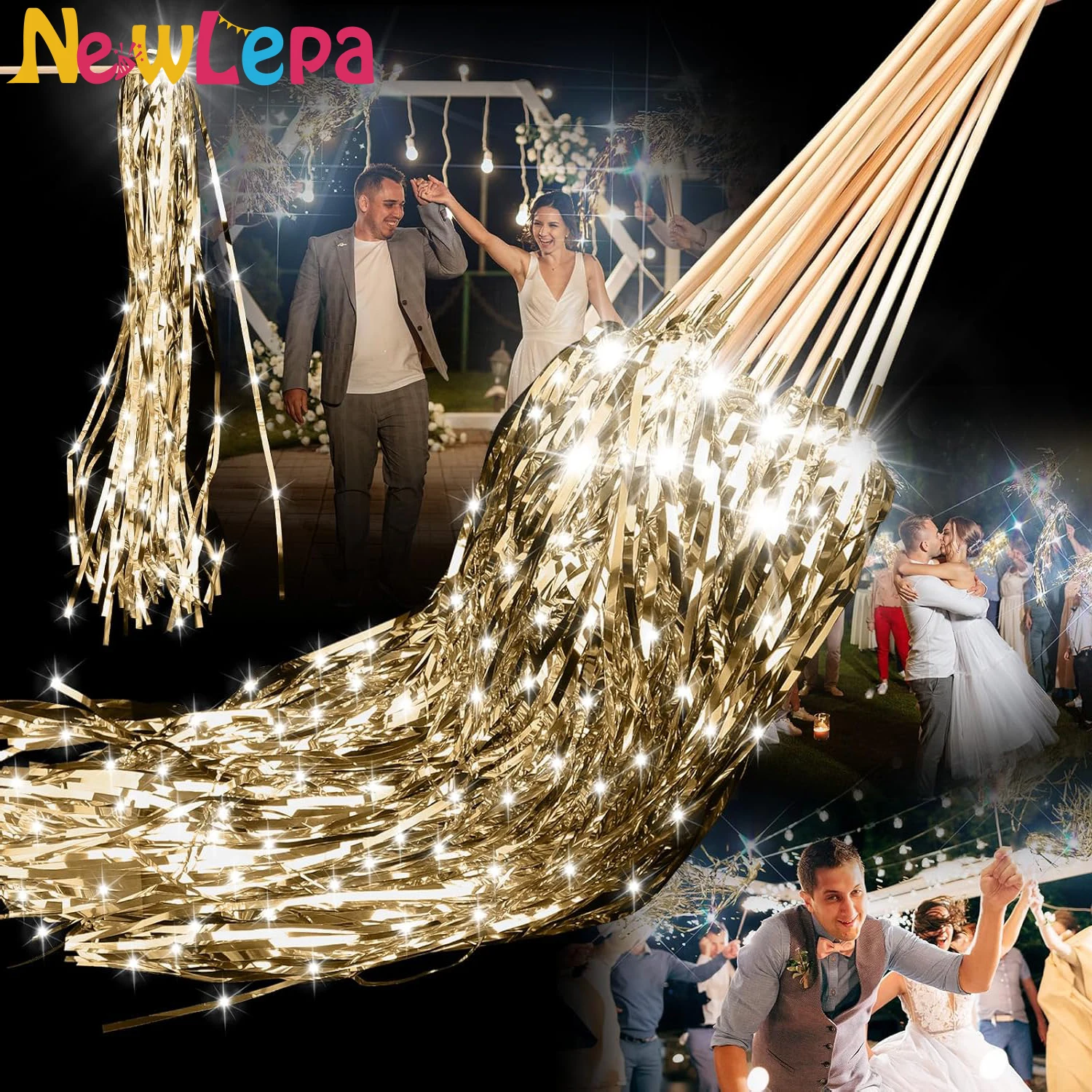 Newlepa 10-100 Lighted Wedding Wands LED Tinsel Wands Light up ...