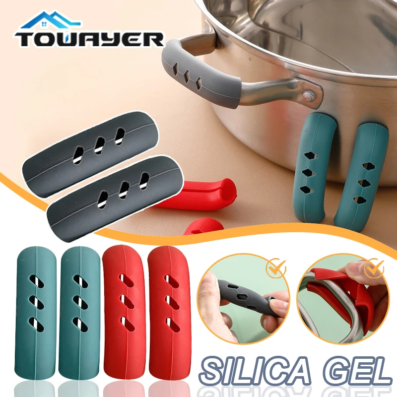 2/4/8pcs Silicone Pan Handle Cover Heat Insulation Covers Pot Ear Clip ...
