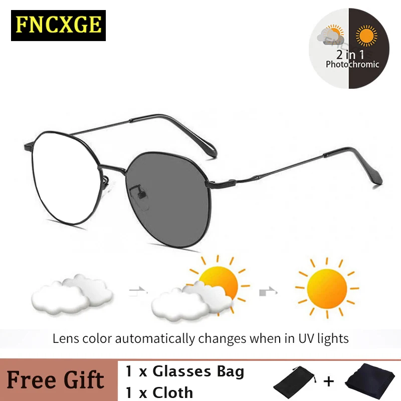 FNCXGE-Women-Men-Photochromic-Myopia-Eyeglasses-Finished-Anti-Blue-Light-UV400-Prescription ...