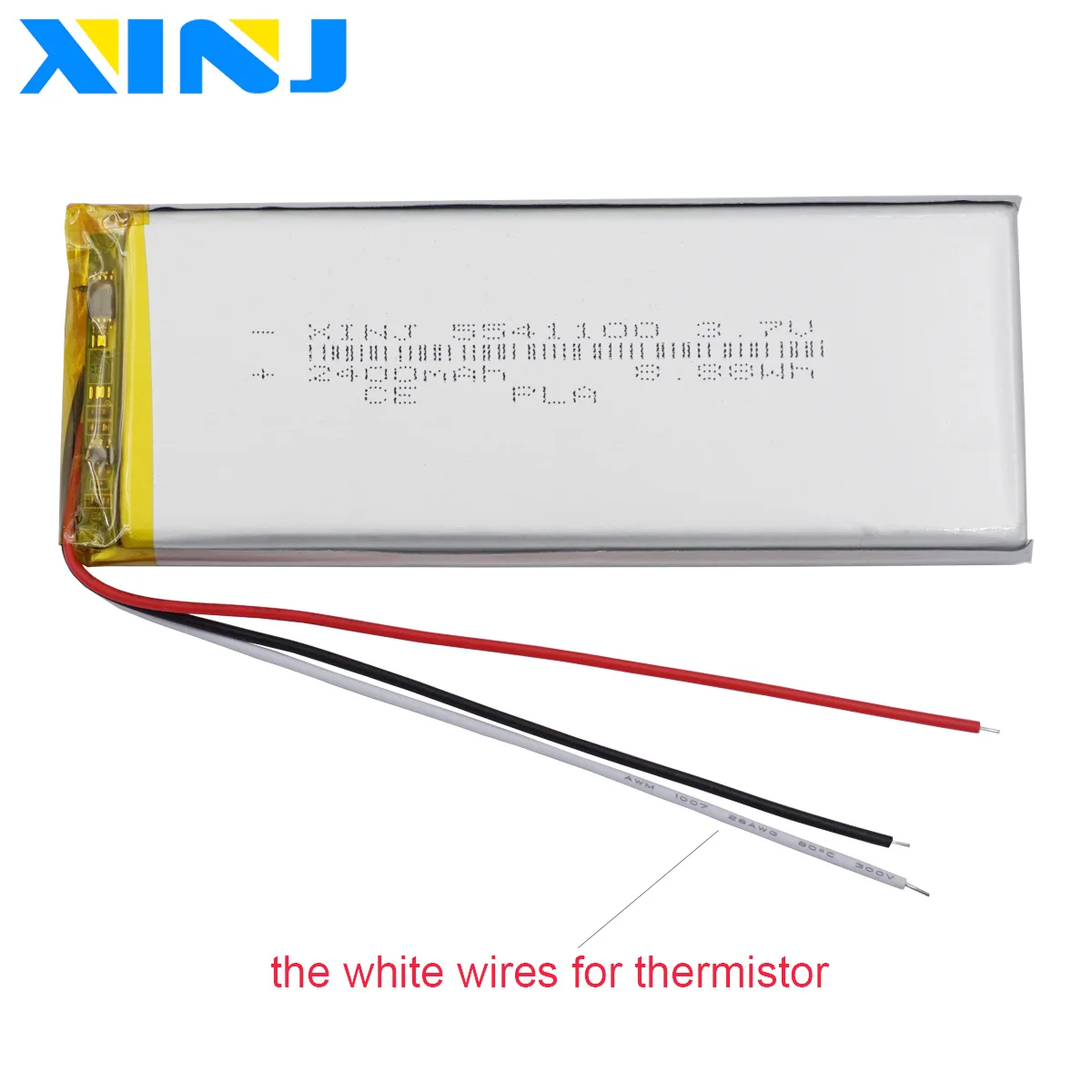 3.7V 2400mAh 8.88Wh 3 Wires Thermistor Polymer Li Lithium LiPo Battery ...
