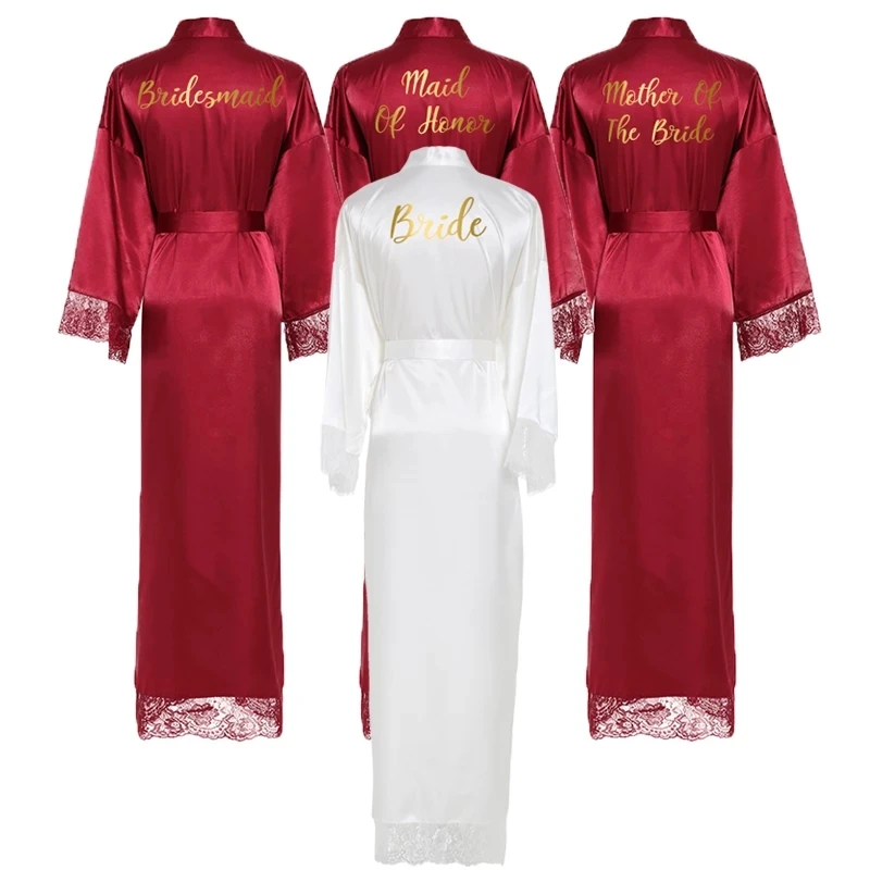 Women Long robe Satin Robe Bridal Robe Bridesmaid Robes Lace Robe ...