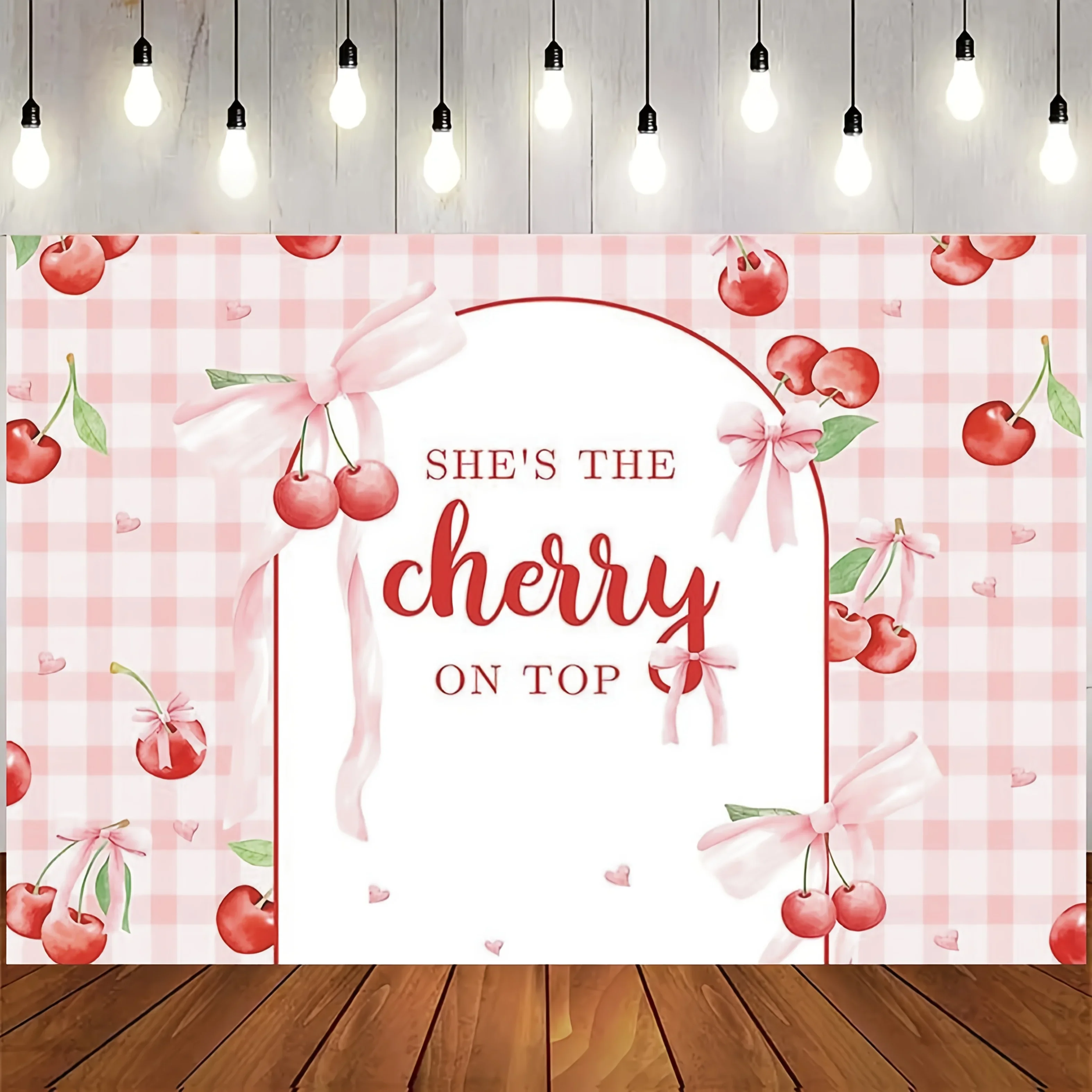 1 piece cherry themed bridal shower banner "She's the cherry on top ...