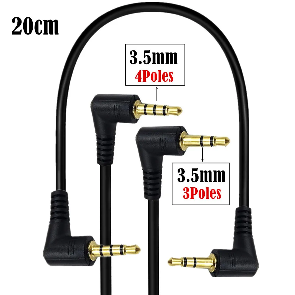 1pc 3.5mm TRRS 4 Pole Male Right Angle To Angled 3.5mm 3 Pole TRS 2 ...
