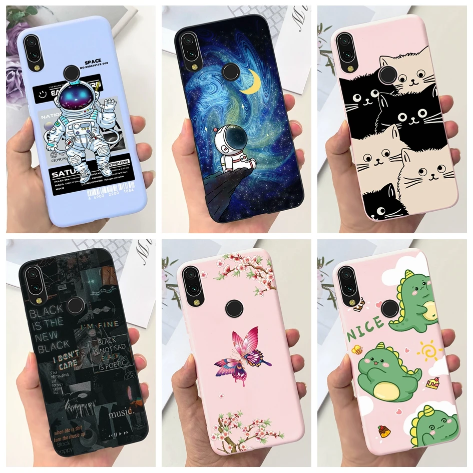 For Cover Xiaomi Redmi Note 7 Pro Phone Case Lovely Astronaut Bear Soft ...