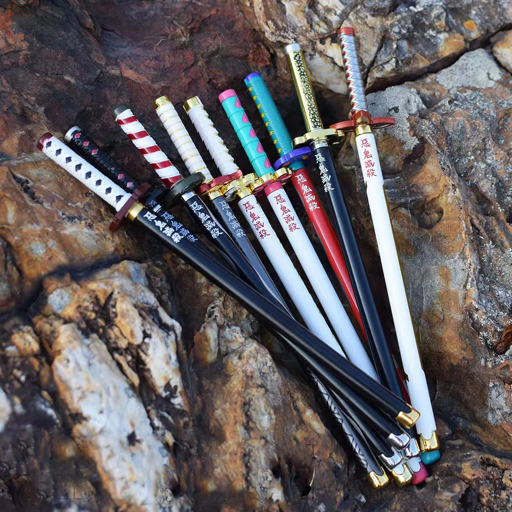 Anime Demon Slayer Swords Gel pen Cosplay Ninja Weapons Props Samurai ...