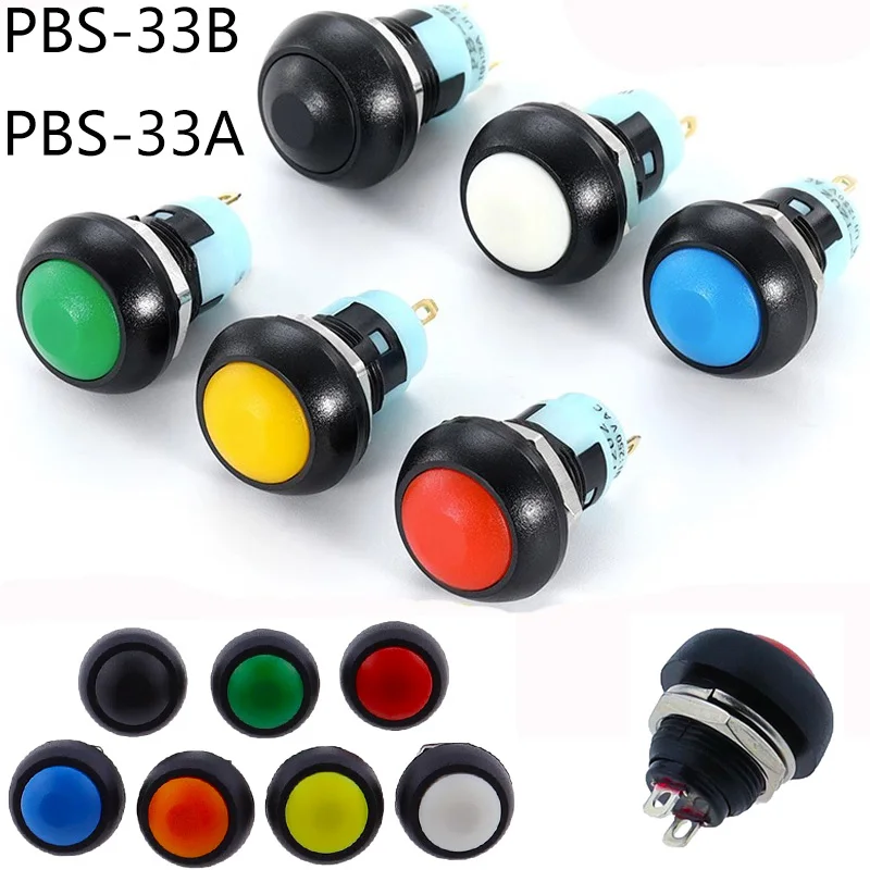 1-6-PCS-Mini-Round-Push-Button-Switch-PBS-33A-Self-Locking-33B-Self ...