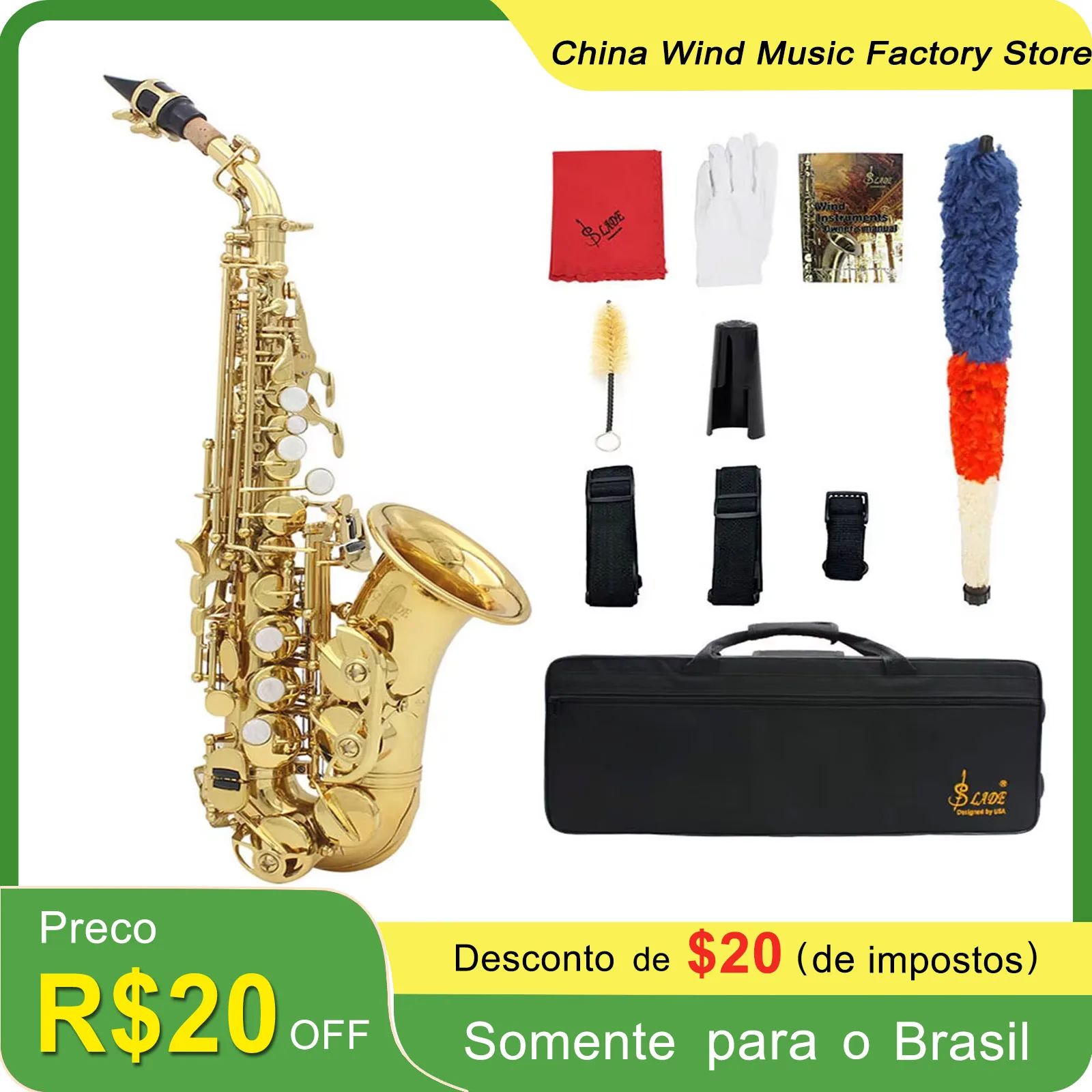 Soprano-Saxophone-Brass-Golden-Carve-Pattern-Sax-Pearl-White-Shell ...