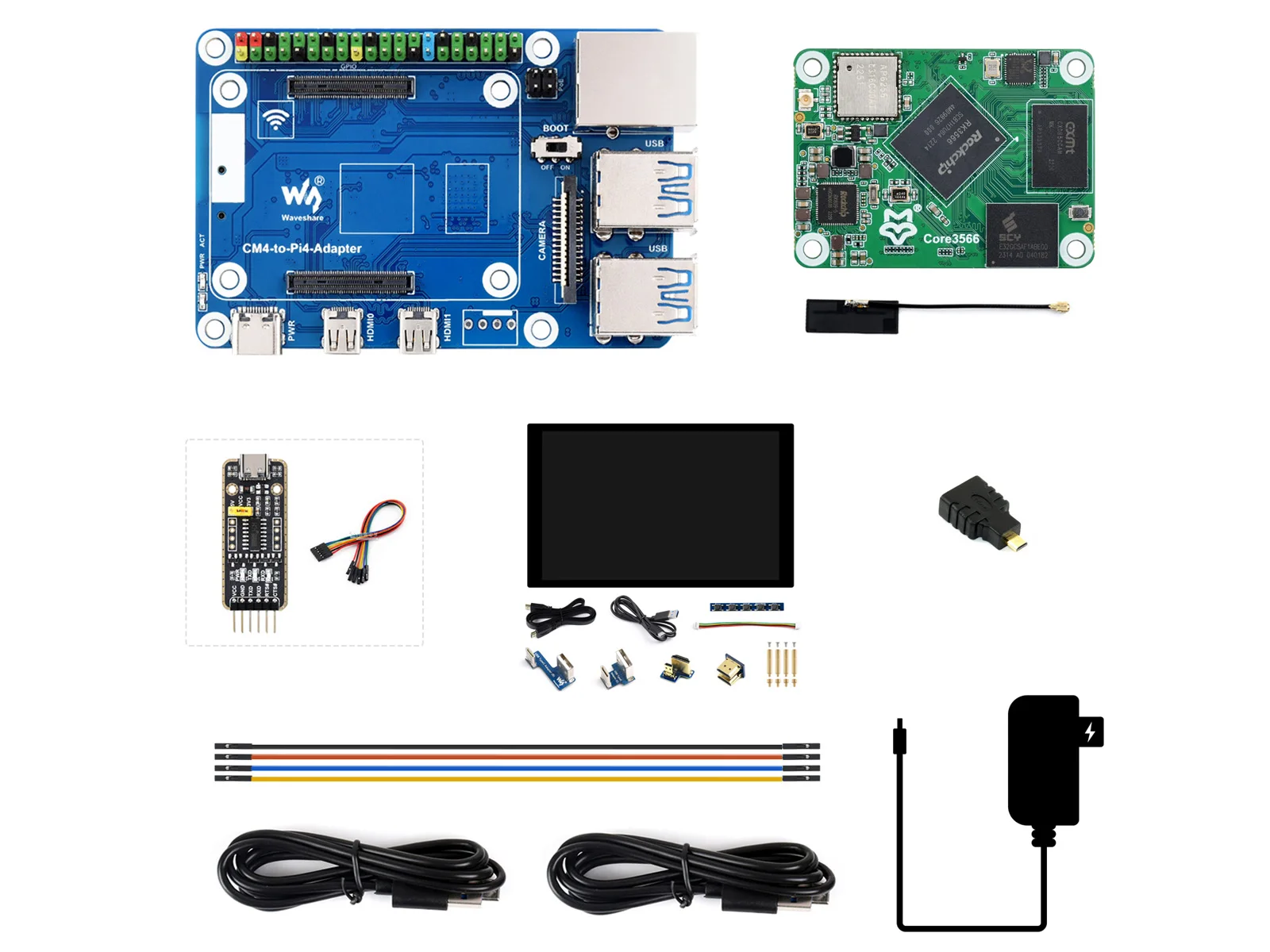 Core3566-Module-Kit-H-With-4GB-RAM-CM4-to-Pi4-Adapter-8inch-Capacitive ...
