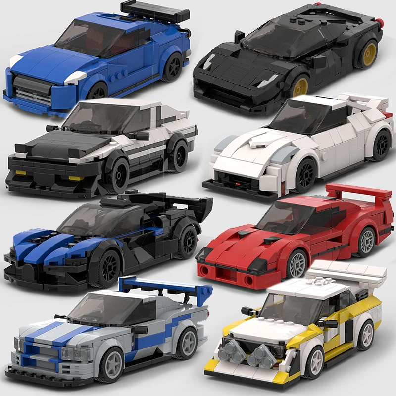 Moc samochód miejski pojazd prędkość mistrz Racer ae86 klocki cegła wyścigi Super technika ...