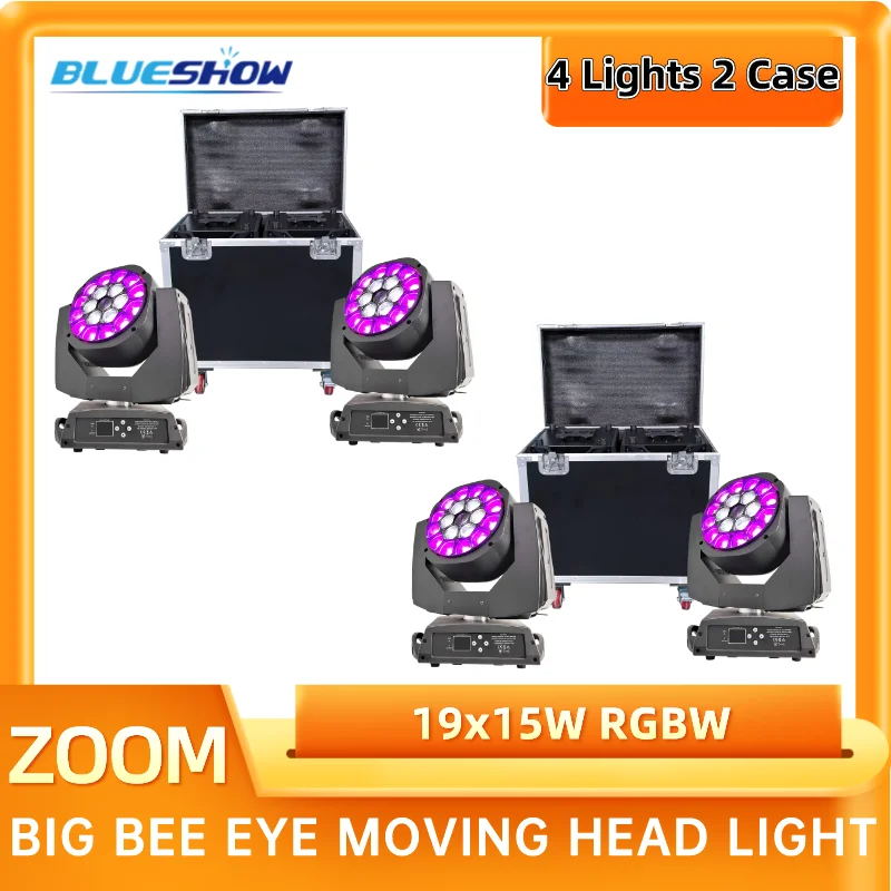0 Duty 4pcs Clay Paky Zoom Beam 19x15w RGBW LED Bee Eye Moving Head ...