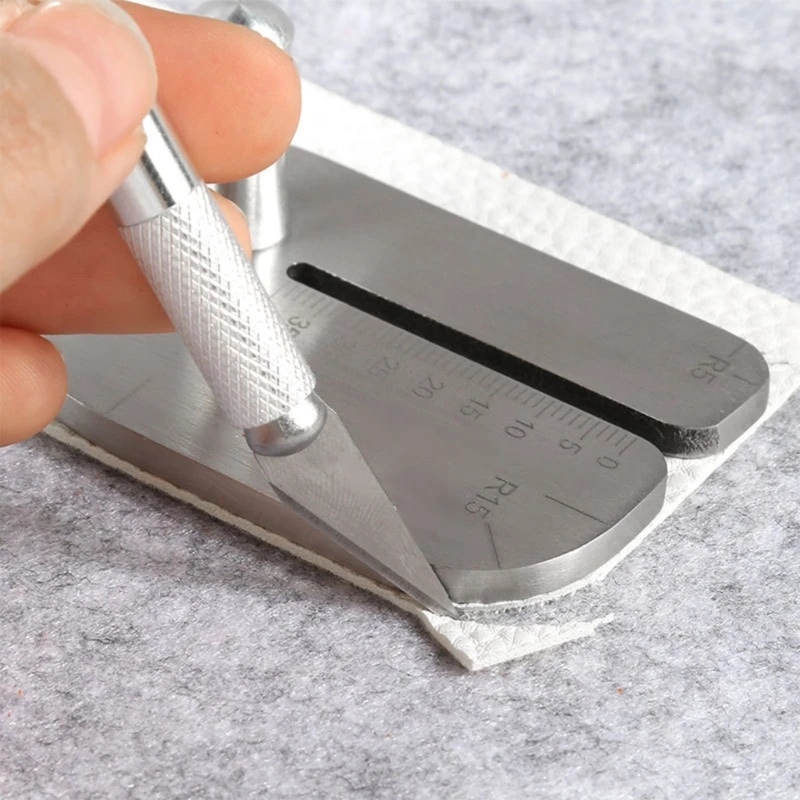 1Set-Leather-Pulling-Board-Practical-Cutting-Ruler-Tool-Stainless-Steel ...