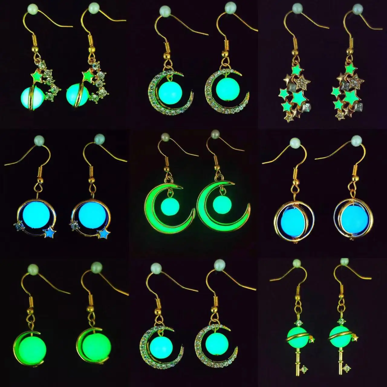 Glowing-Star-Moon-Fluorescent-Moondrop-Stainless-Steel-Glow-In-The-Dark ...
