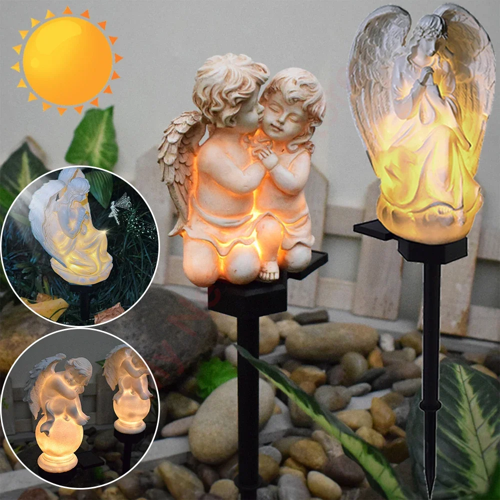 Resin-Angel-Solar-Light-Waterproof-Crafts-Yard-Landscape-Lamp-Wings ...