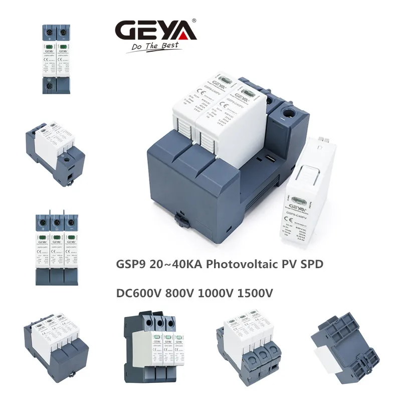 Geya Gsp9 Dc Surge Protector Pv Spd 600V 1000V 1500V 20Ka 40Ka 2P 3P Védőeszköz Villámvédelem ...