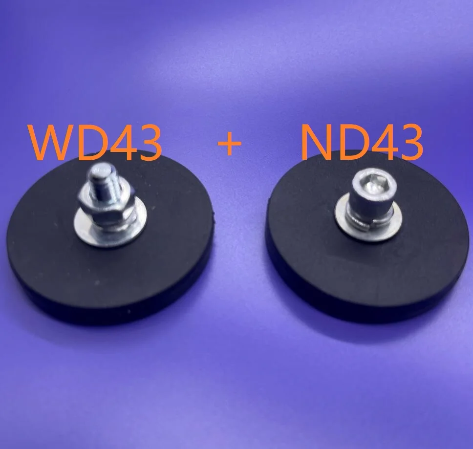 D43mm 1/4 Flat and Bolt Magnetic Base Kit Mounting Bracket Round Rubber ...