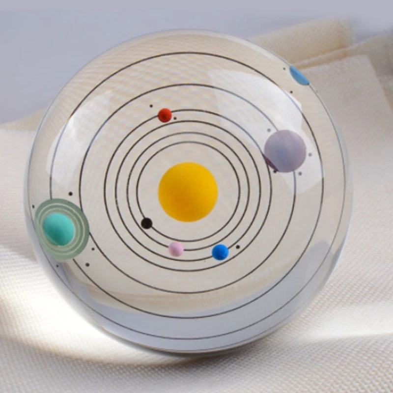 베이스가 있는 3D 태양계 수정구 각인된 우주 행성 구 Kid Edu DXAF - 티몬