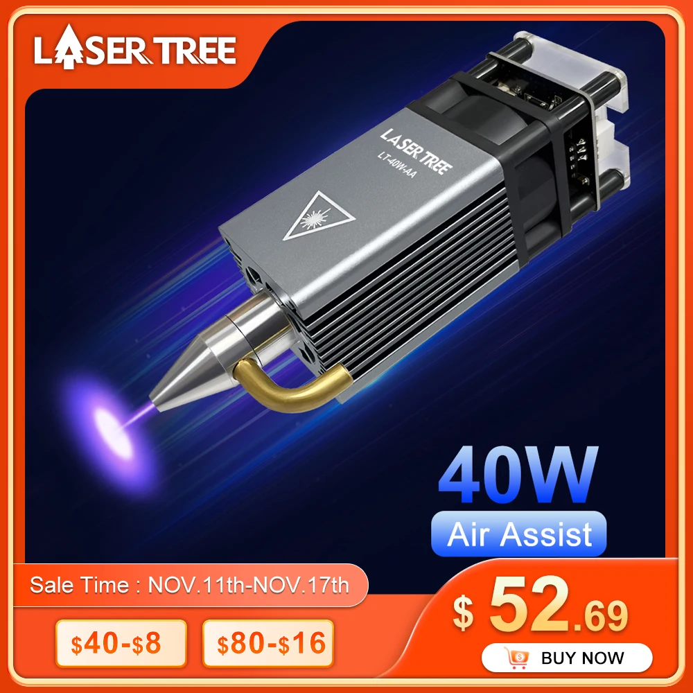 LASER-TREE-40W-Air-Assist-Metal-Nozzle-Laser-Head-450nm-Blue-Light ...
