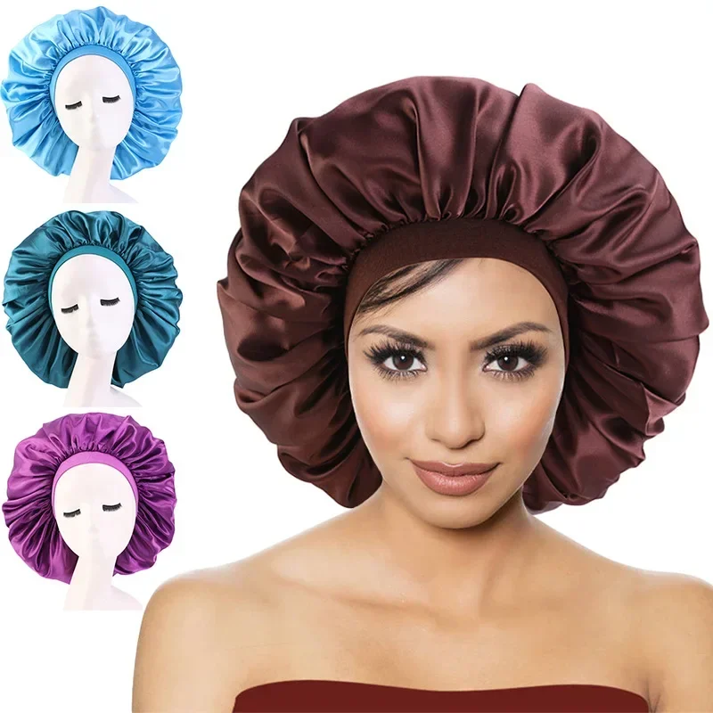 Women-Night-Sleep-Hair-Caps-Silky-Bonnet-Satin-Double-Layer-Adjust-Head ...