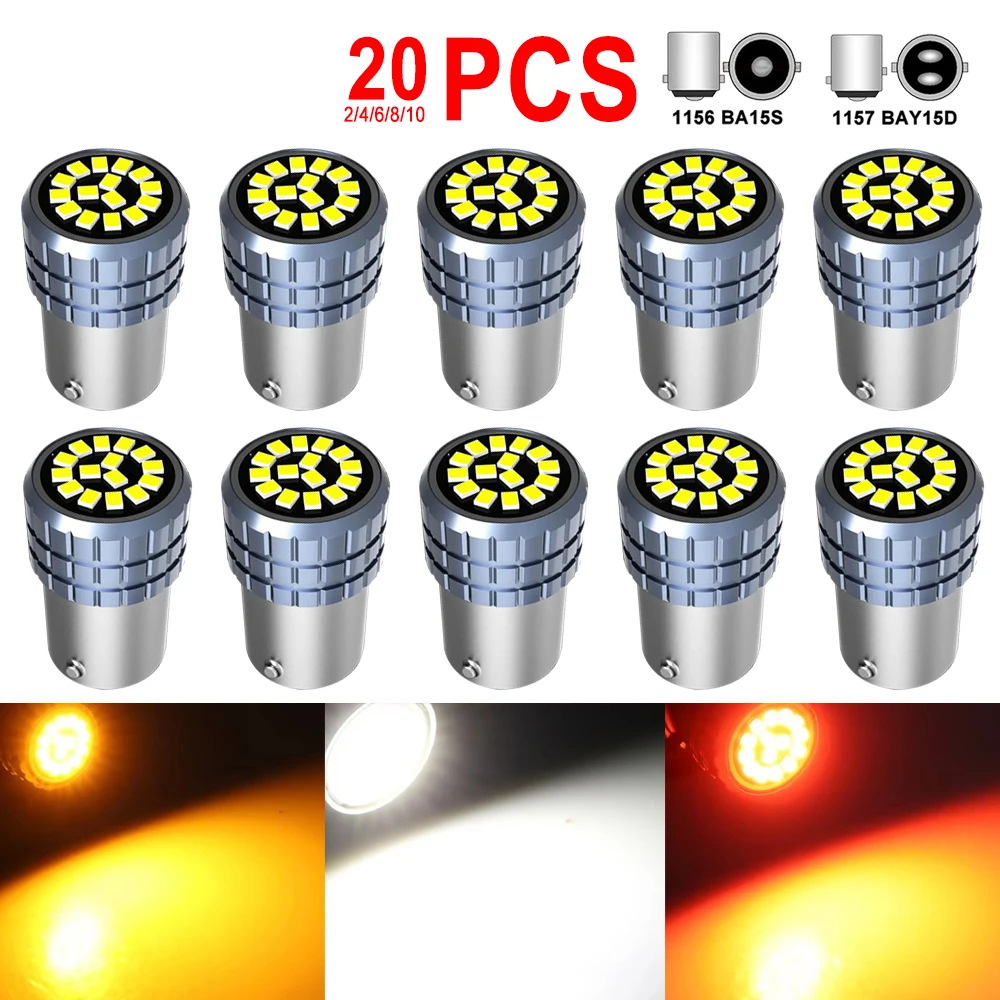 2/4/6/8/10/20 PCS P21W 1156 BA15S 1157 BAY15D LED Bulbs For Car Turn ...