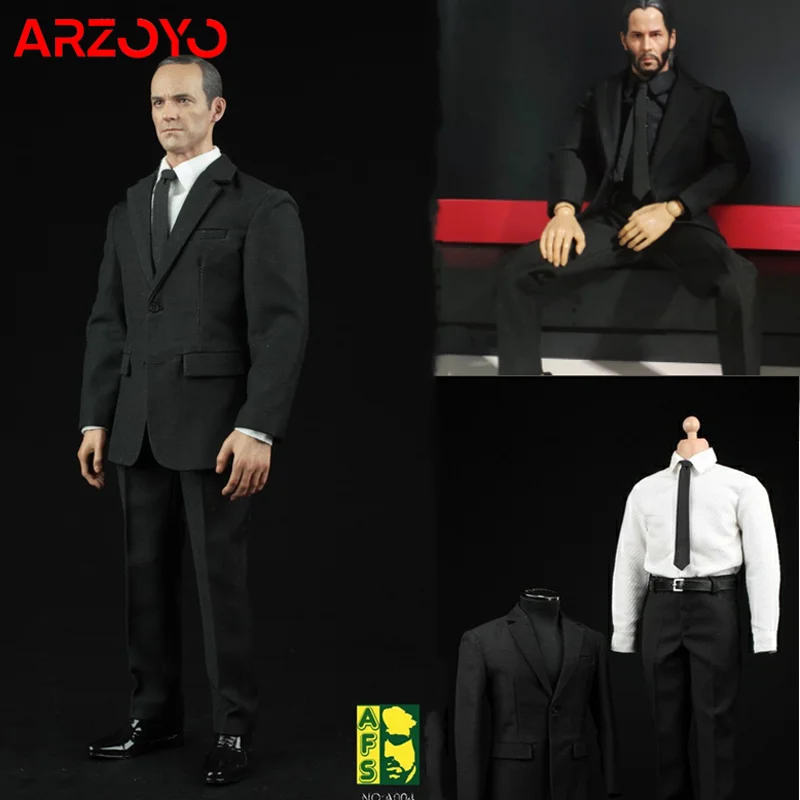 AFS A004 1/6 Scale Action Figure Male Black Clothes Suit Men's clothing ...