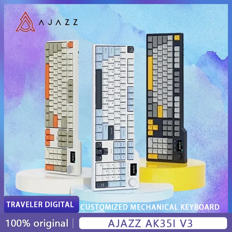 Ajazz-Ak35i-V3-Mechanical-Keyboard-Wireless-Bluetooth-3-Mode-TFT-Screen ...