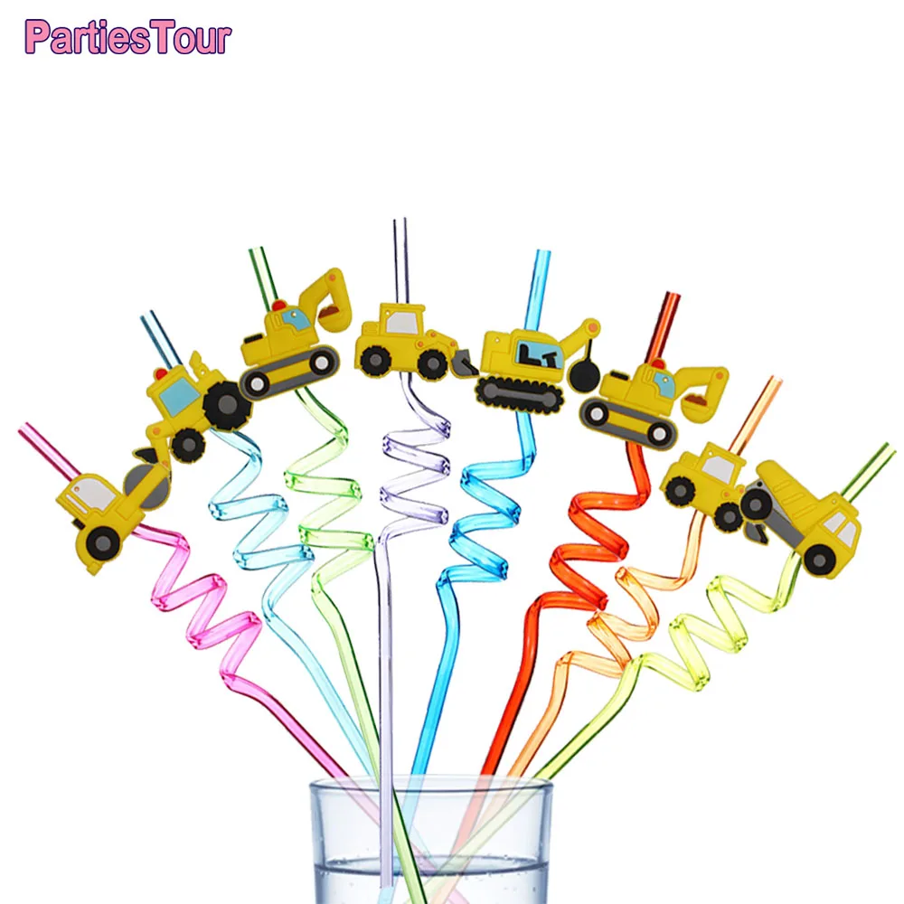 16-Pcs-Reusable-Construction-Straws-for-Party-Favors-Silly-Swirly ...