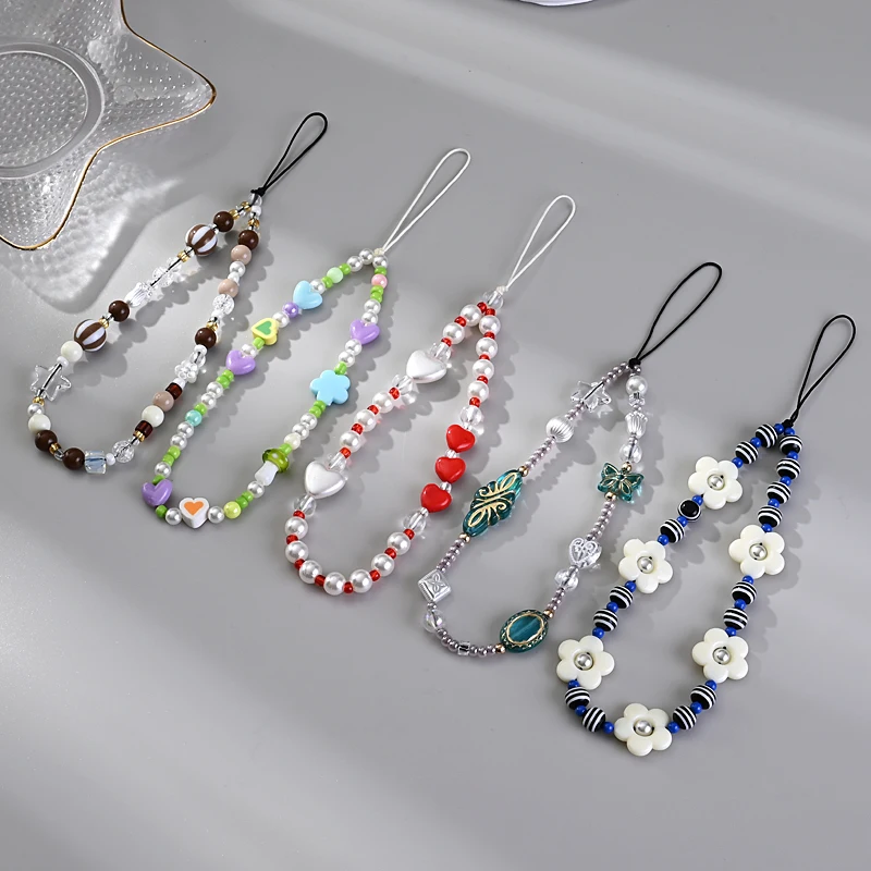 Fashion-Heart-Round-Shape-Phone-Chain-Acrylic-Telephone-Lanyard-Strap ...