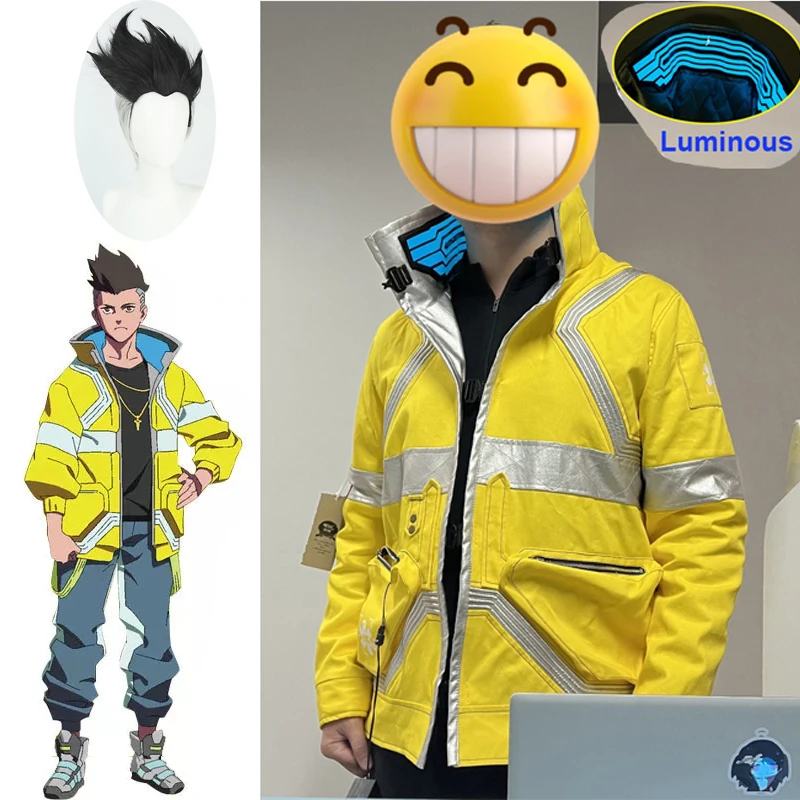 David Martinez Cosplay Costumes Yellow Luminous Coat Anime CYBERPUNK ...