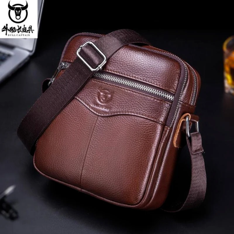 BULLCAPTAIN-New-100-Genuine-Leather-Men-Shoulder-bag-husband-causal ...