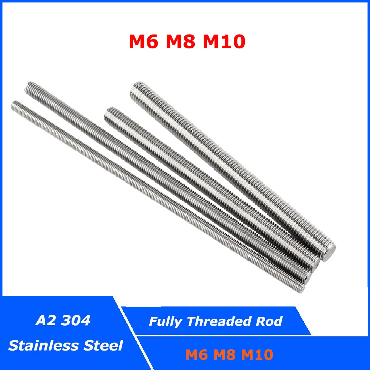 STAINLESS STEEL M6 6MM THREADED BAR ROD STUDDING 300mm ALL THREAD ...